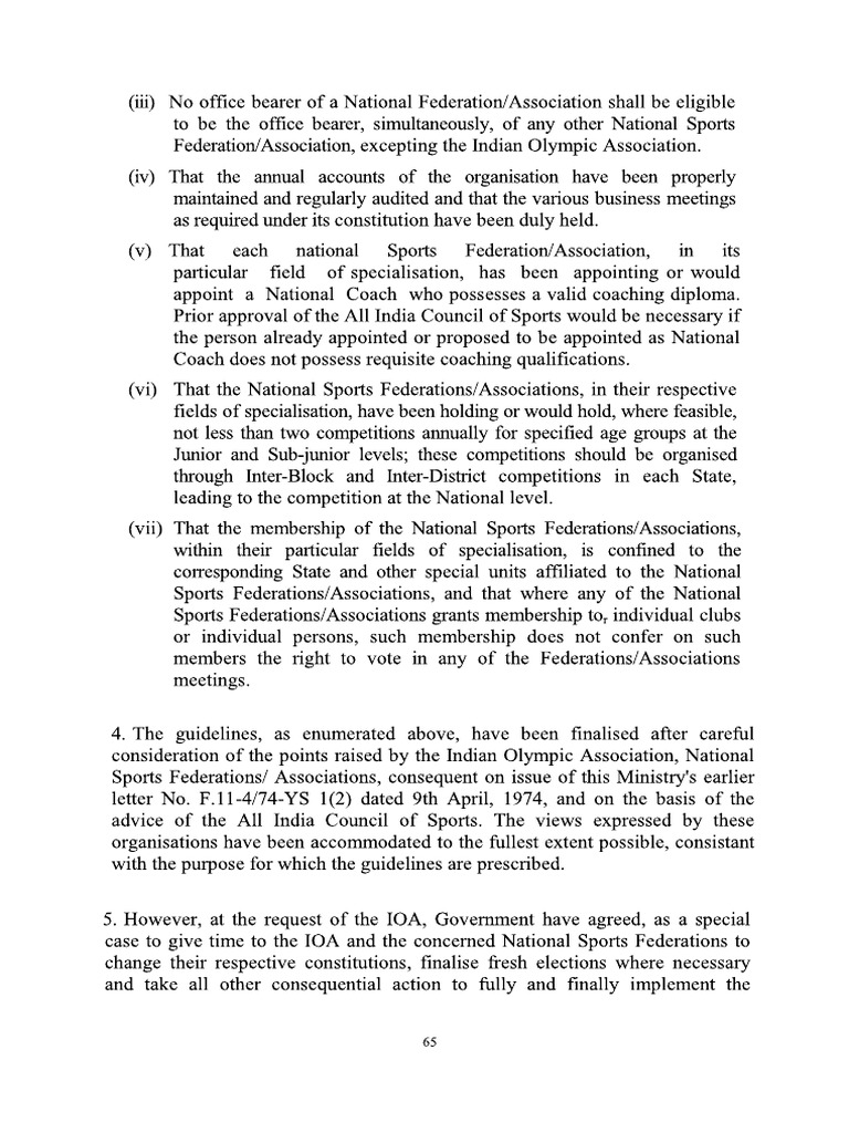 Sports Code Office Bearer | PDF