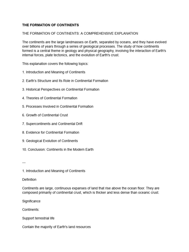 Understanding Continental Formation | PDF | Plate Tectonics | Continent