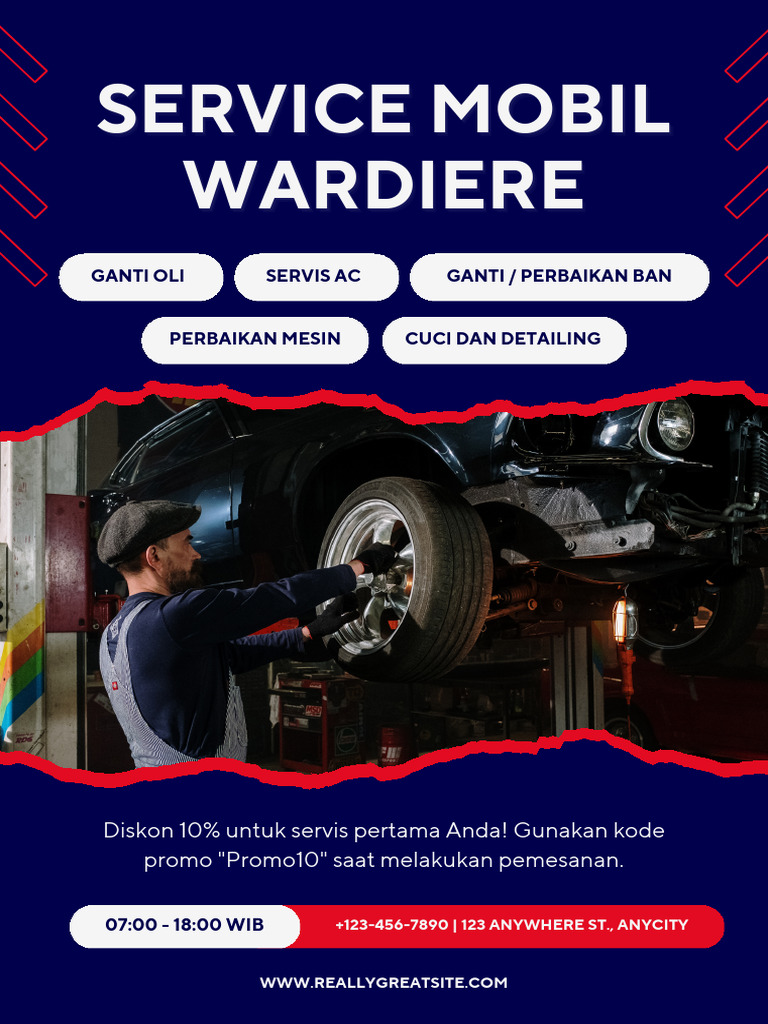 Biru Dan Merah Minimalis Service Mobil Flyer | PDF