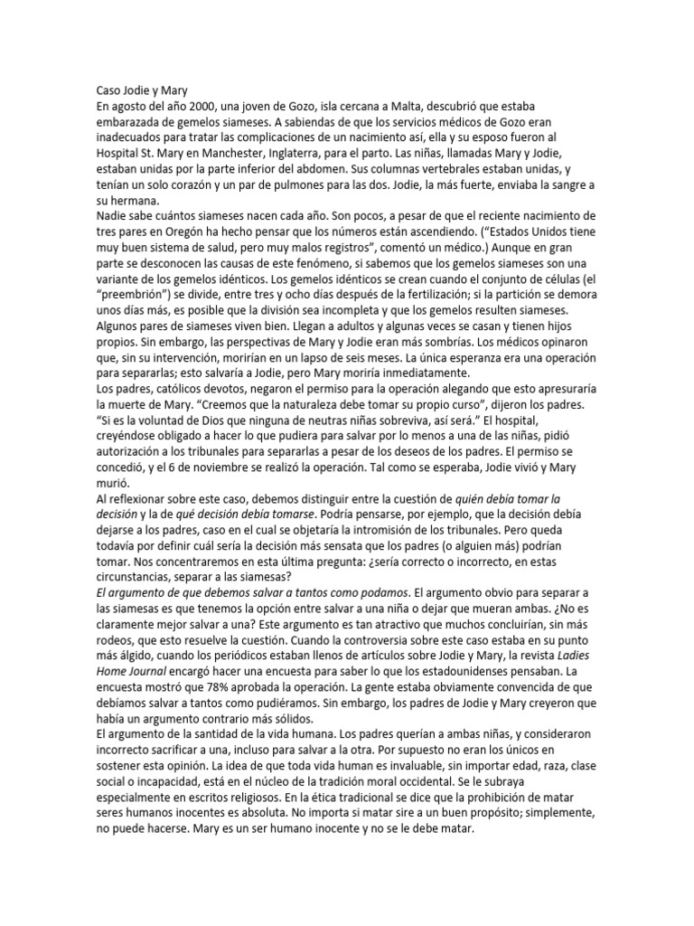 Caso Jodie y Mary | PDF | Siameses | Gemelo
