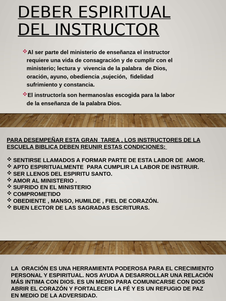 Deberes Espirituales del Instructor Bíblico | PDF