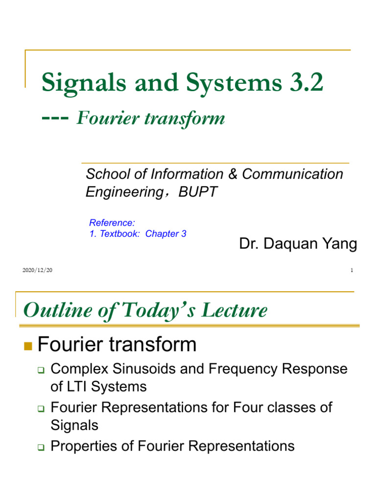 Ydq - SS3.2 Fourier Representations of Signals & LTI Systems-New | PDF ...