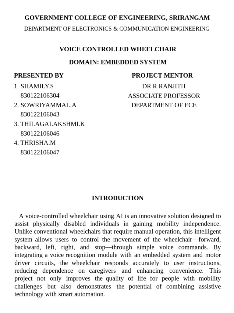 Zeroth Review | PDF | Wheelchair | Embedded System