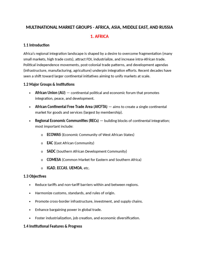 Multinational Market Groups Overview | PDF | Gulf Cooperation Council ...