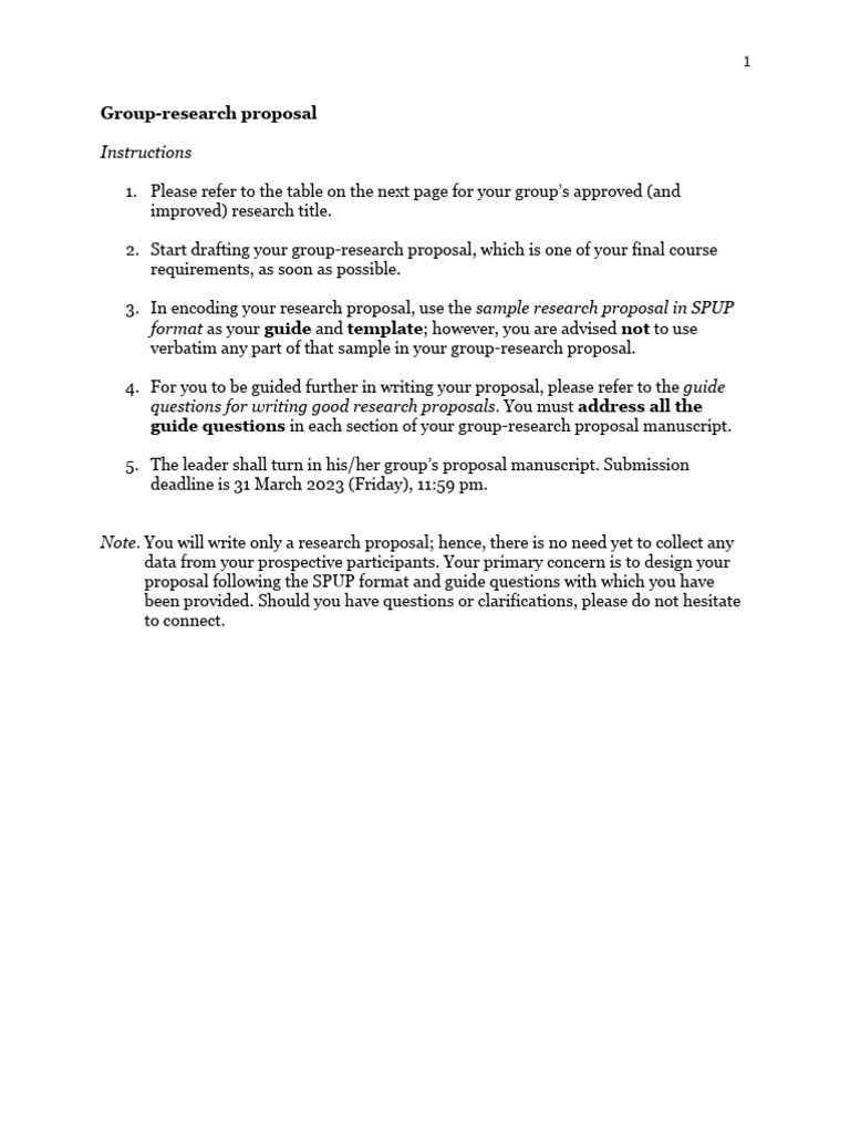 Group Research Proposal Guidelines | PDF | Business