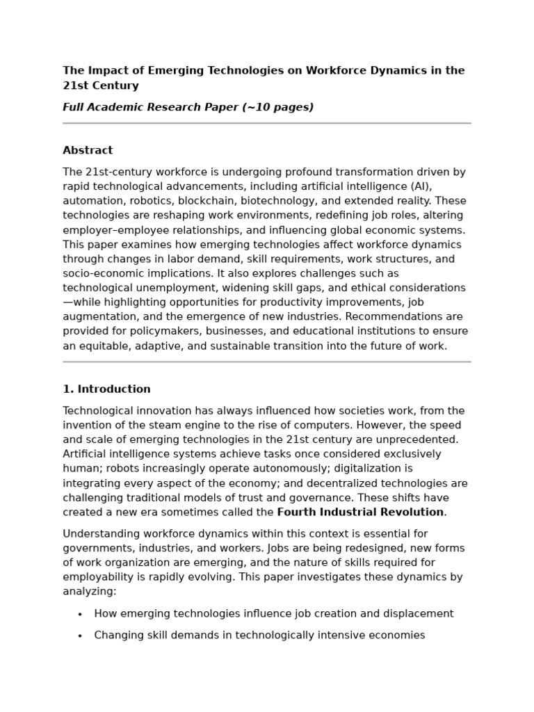 The Impact of Emerging Technologies | PDF | Automation | Artificial ...