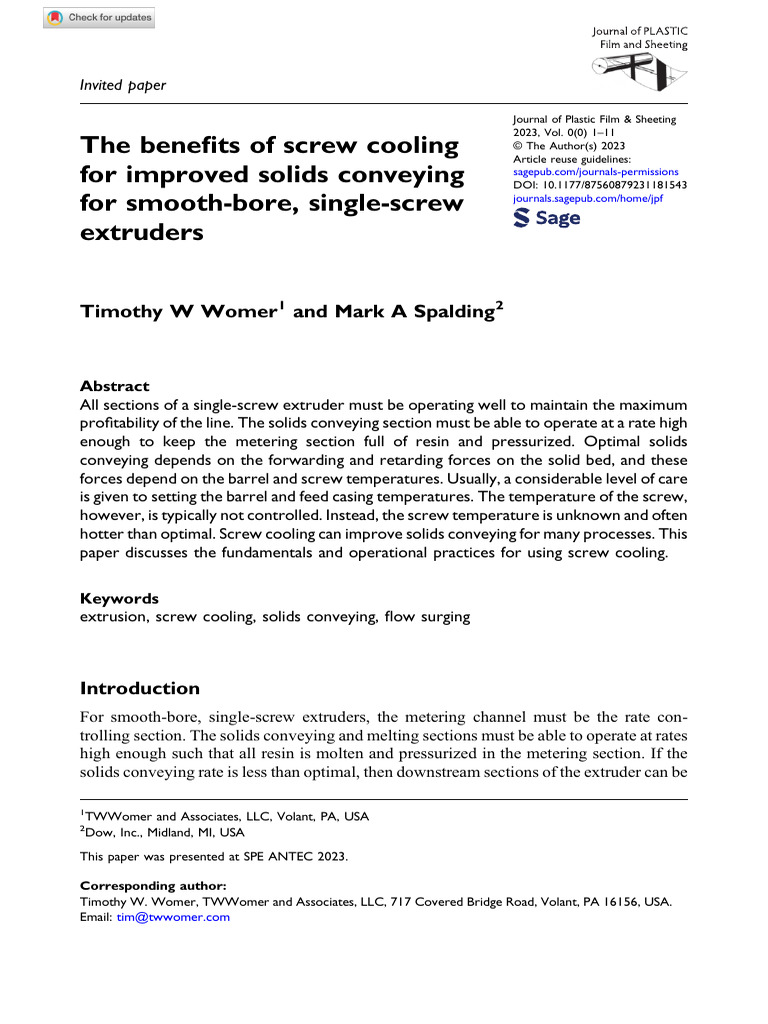 Womer Spalding 2023 The Benefits of Screw Cooling For Improved Solids ...