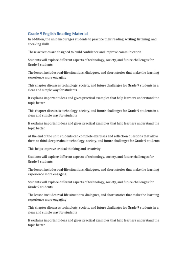 Grade 9 English: Tech & Society Insights | PDF | Learning | Critical ...