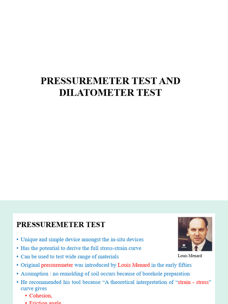 Pressuremeter and Dilatometer | PDF | Deformation (Engineering ...
