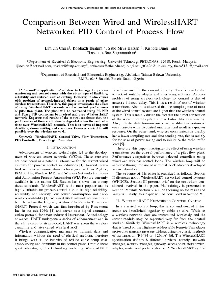 Wired vs WirelessHART Control Systems | PDF | Computer Network ...