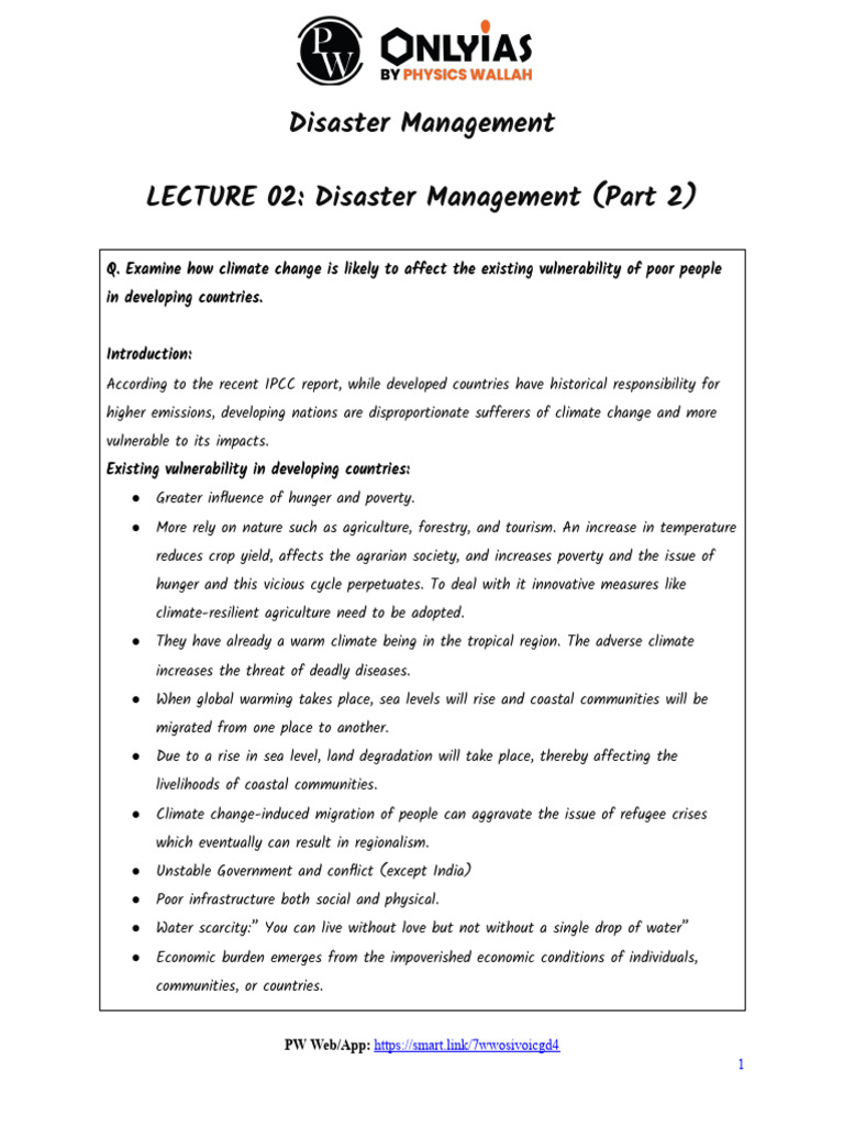 Disaster Management Part 02 02 - Daily Class Notes 2 | PDF | Emergency ...