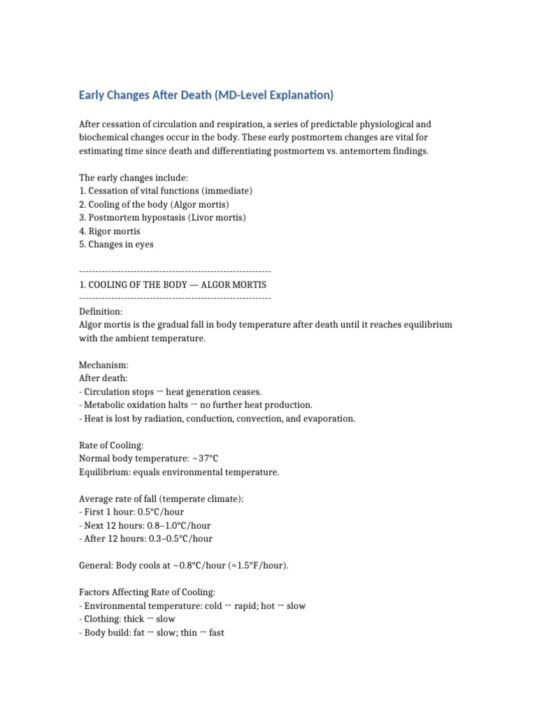 Early Changes of Death MD Level | PDF | Thermoregulation