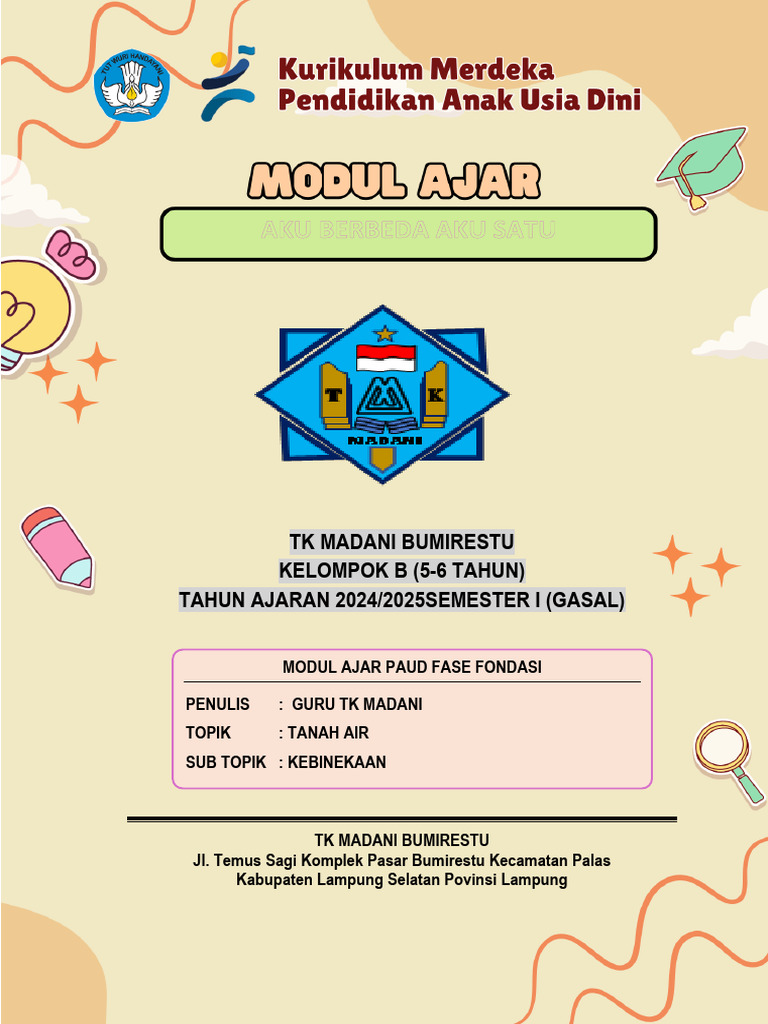 Modul Ajar PAUD Kebinekaan 2024 | PDF