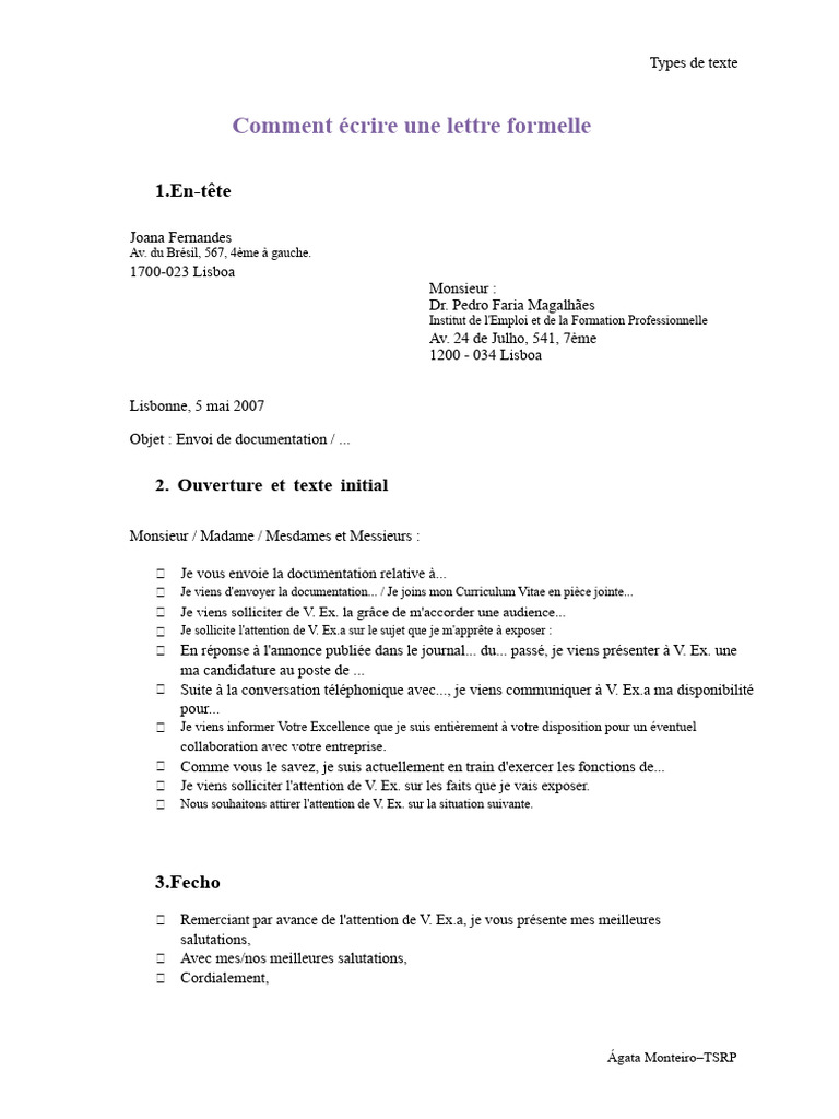 Guide pour rédiger lettres formelles et informelles | PDF