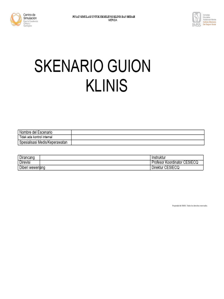 Naskah Skenario Klinis CESIECQ (Template Utama Agustus 2021) | PDF