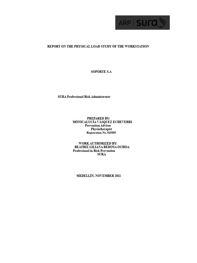 Physical Load Study Report for Workstations | PDF | Chair | Anatomical ...