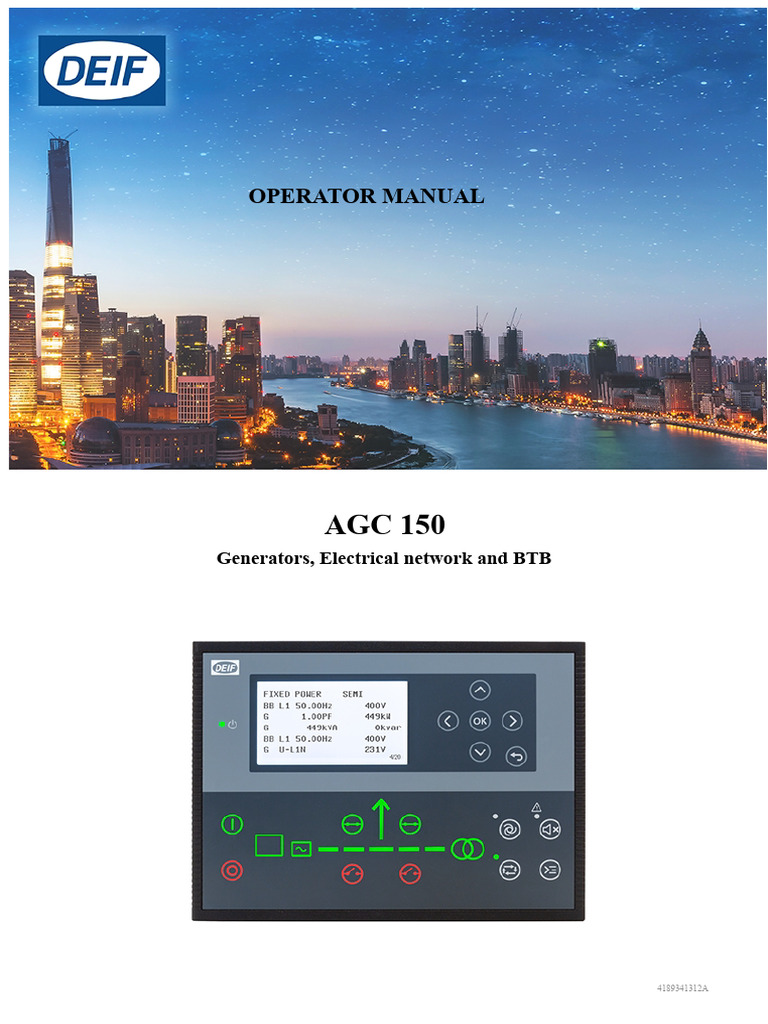 1 - Operation Manual Agc 150 | PDF | Electric Generator | Menu (Computing)