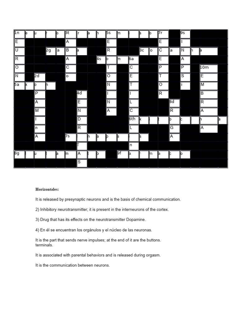 Sociology Crossword | PDF | Neurotransmitter | Neuron