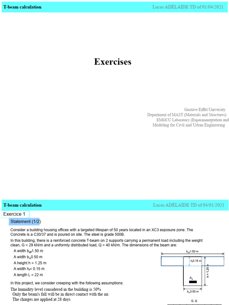 TD4 - Calculation of T-Beam in Simple Bending For Ultimate Limit State ...