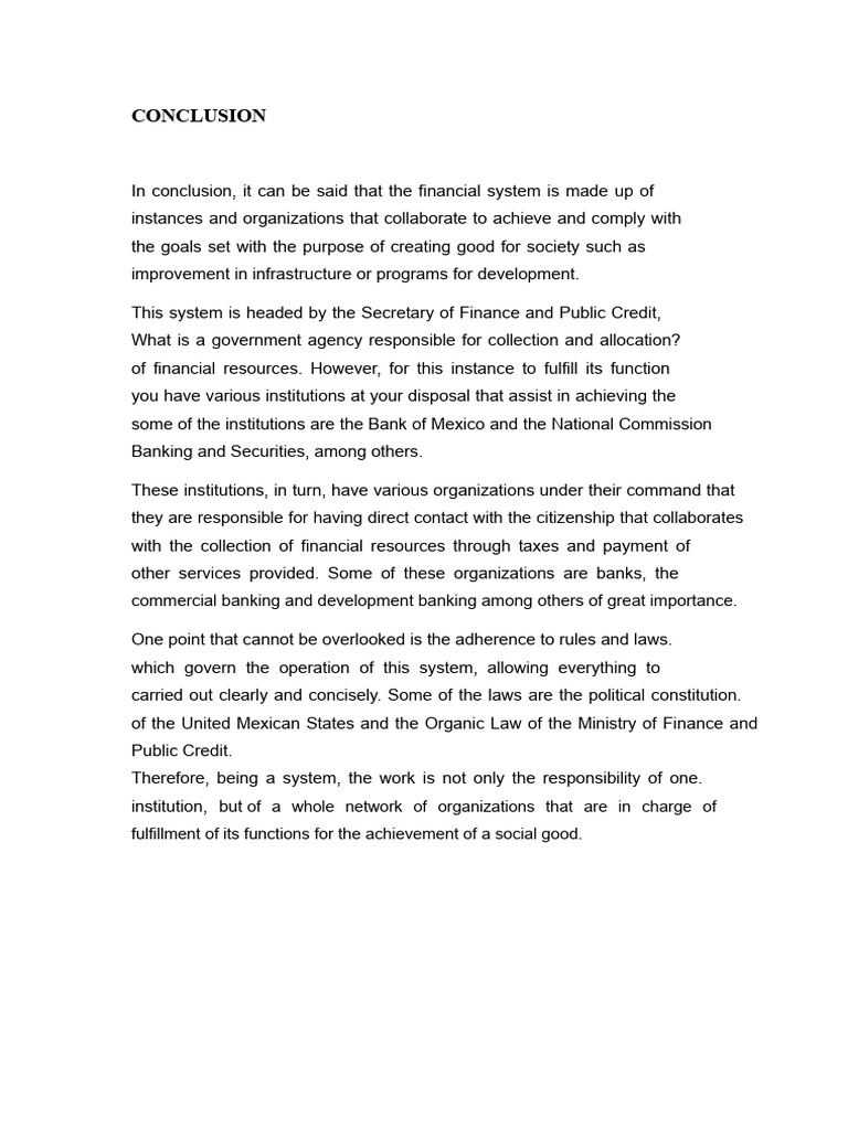 CONCLUSION Financial System | PDF