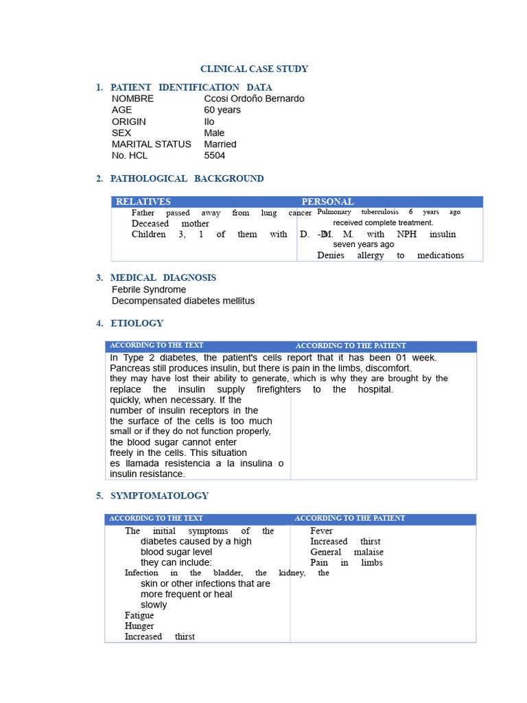 Clinical Case Study 5 Nursing Process in Diabetes | PDF | Diabetes ...