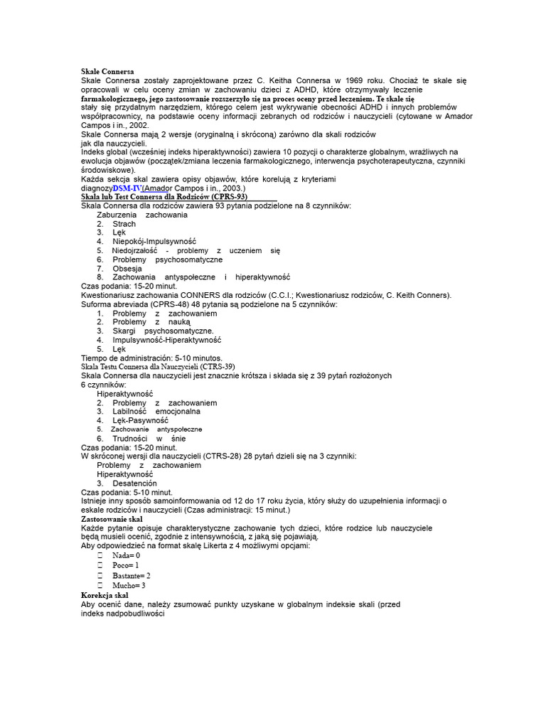 Skala Connersa | PDF
