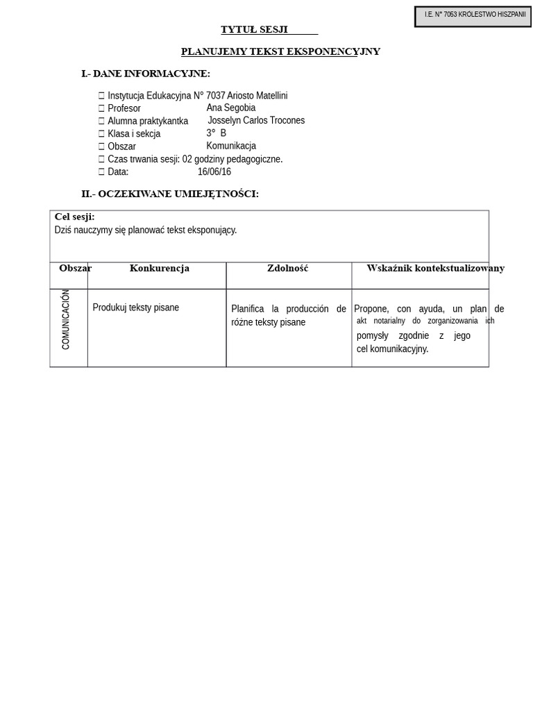 Sesja Planowanie Tekstu Ekspozycyjnego Gotowe | PDF