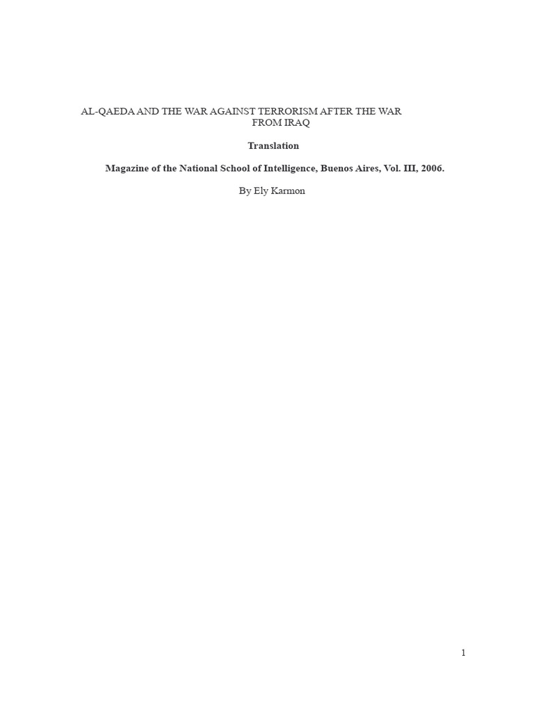 Al-Qaeda and The War On Terrorism After The Iraq War | PDF | World ...
