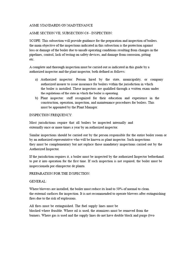 ASME Boiler Inspection Standards Guide | PDF | Boiler | Safety