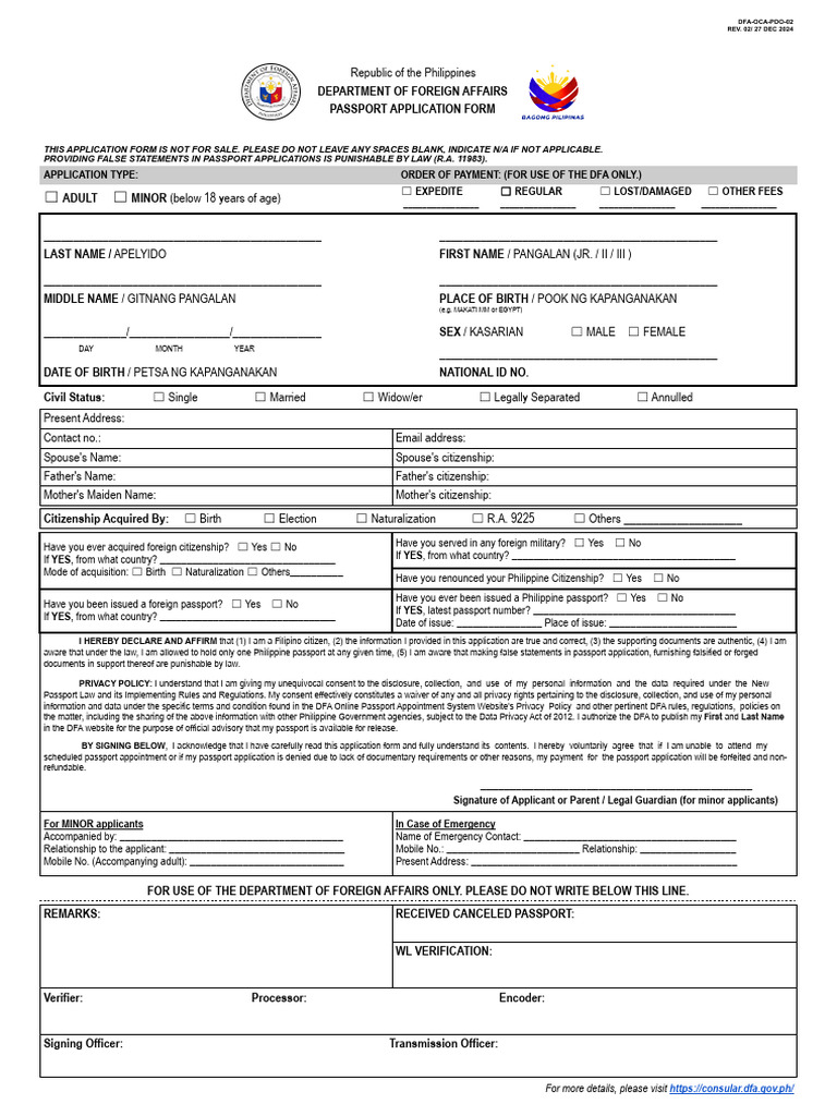 (FSPS) Revised Application Form | PDF | Naturalization | Passport