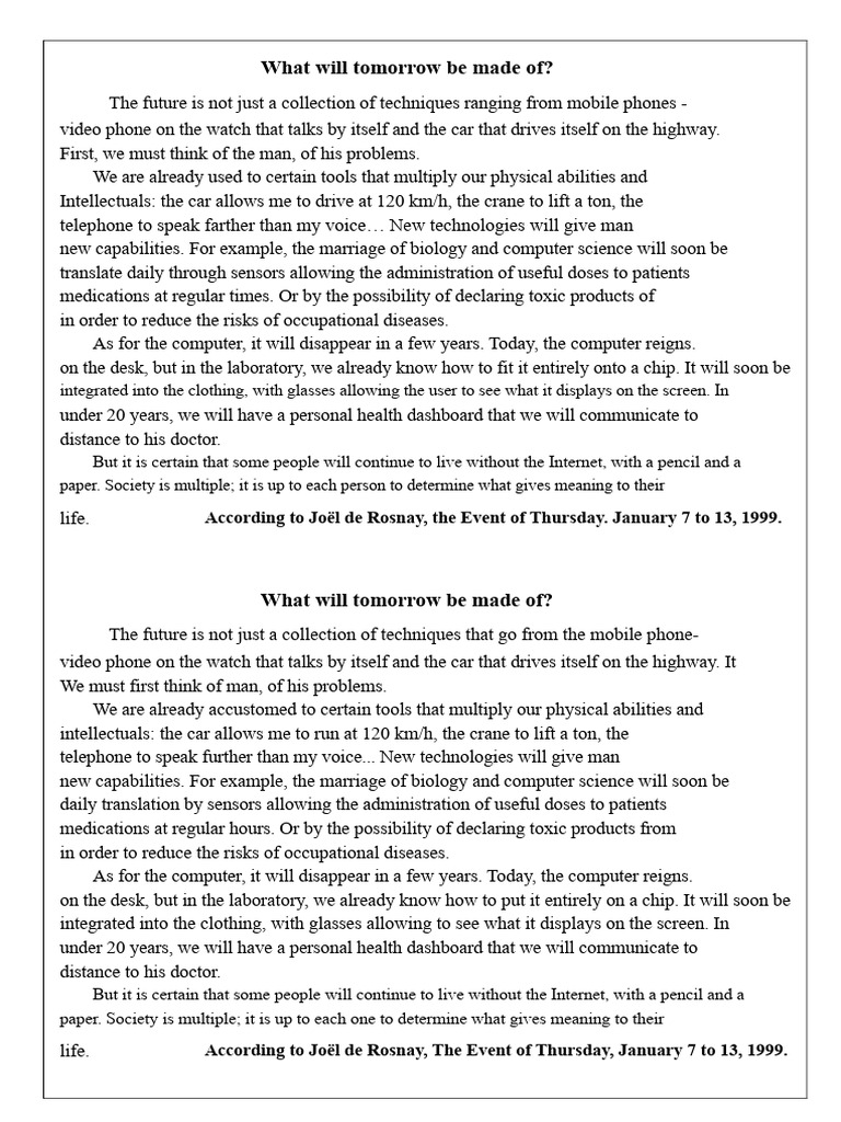 What Tomorrow Will Be Made of | PDF | Telephone | Computing
