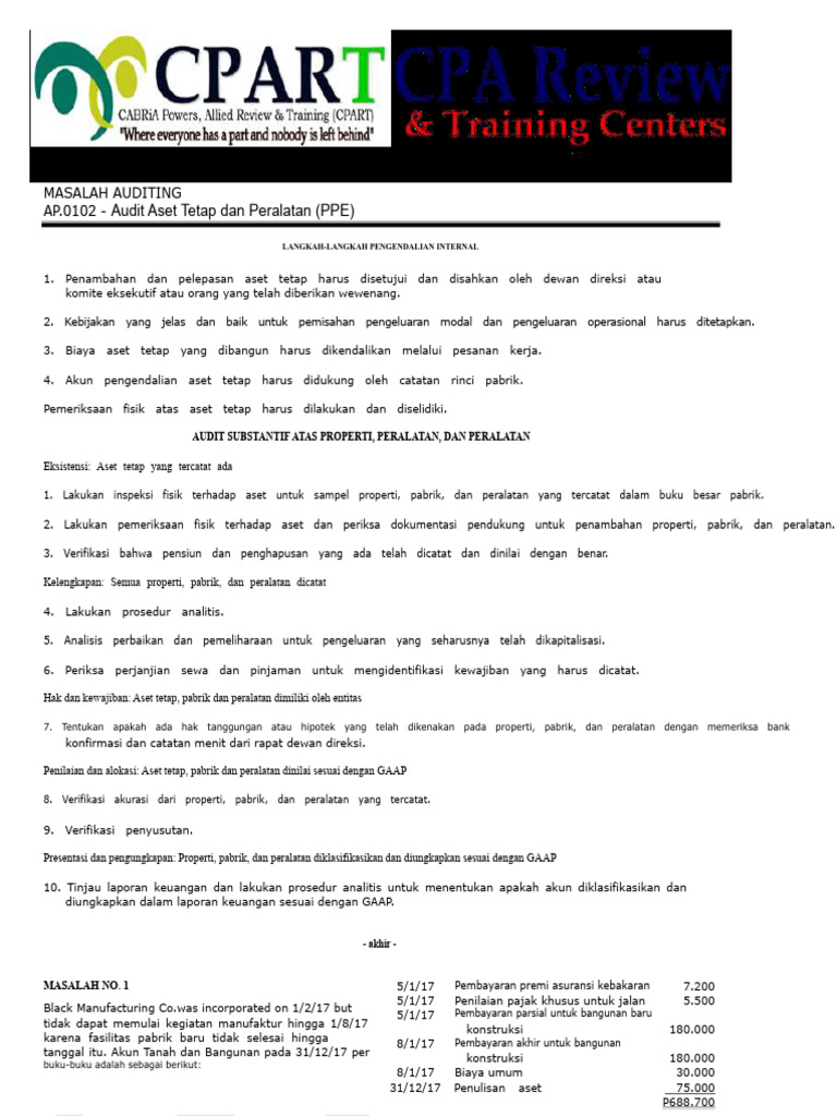 Panduan Audit Aset Tetap dan PPE | PDF