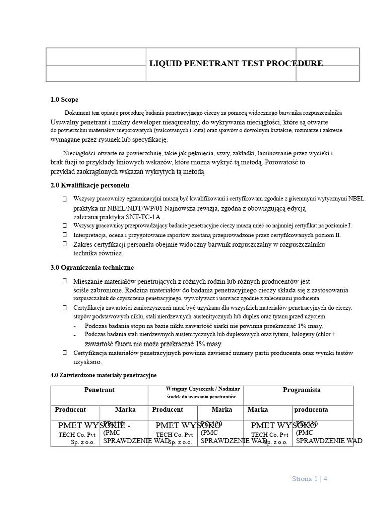 Procedura Testu LPT | PDF