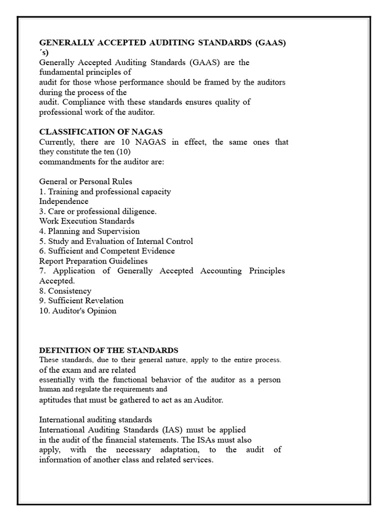 Generally Accepted Auditing Standards Pdf