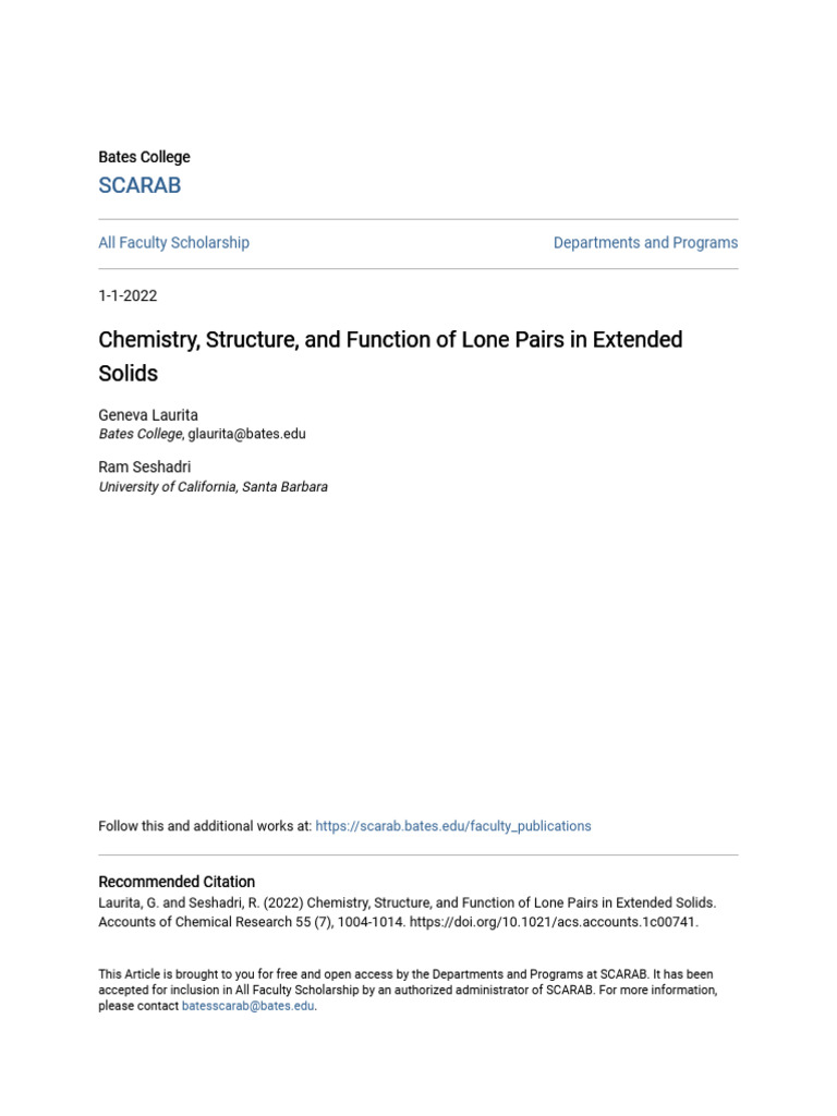 Chemistry Structure and Function of Lone Pairs in Extended Soli | PDF ...