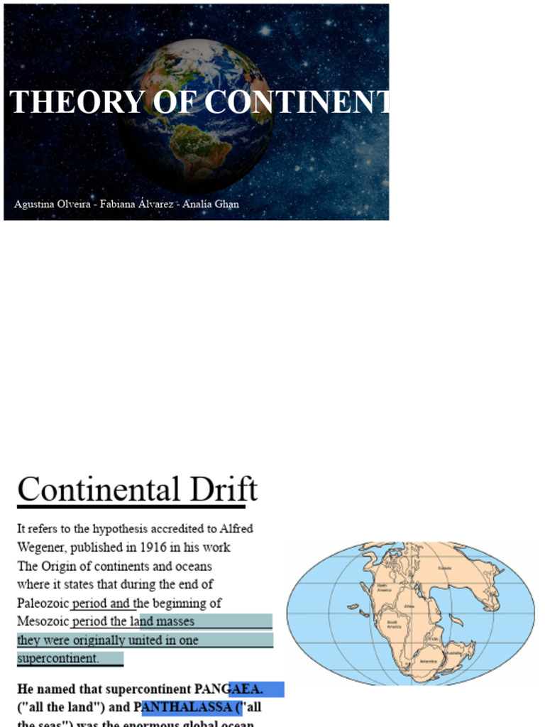 Theory of Continental Drift PDF | PDF | Plate Tectonics | Continent