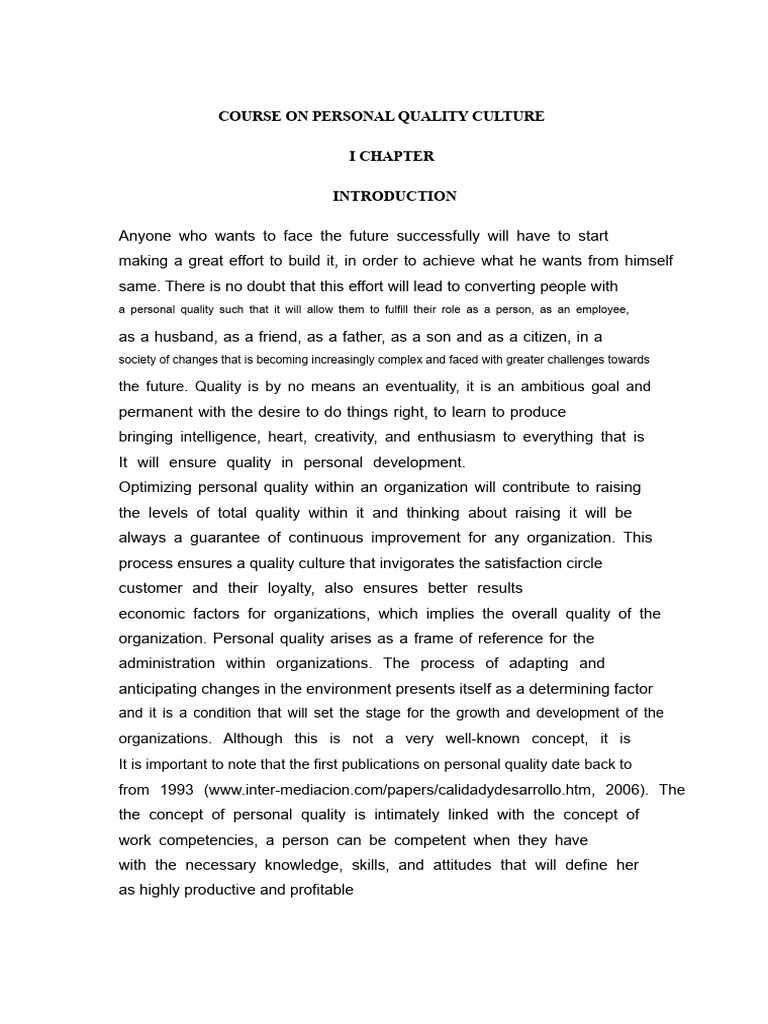 Culture of Personal Quality | PDF | Entrepreneurship | Knowledge