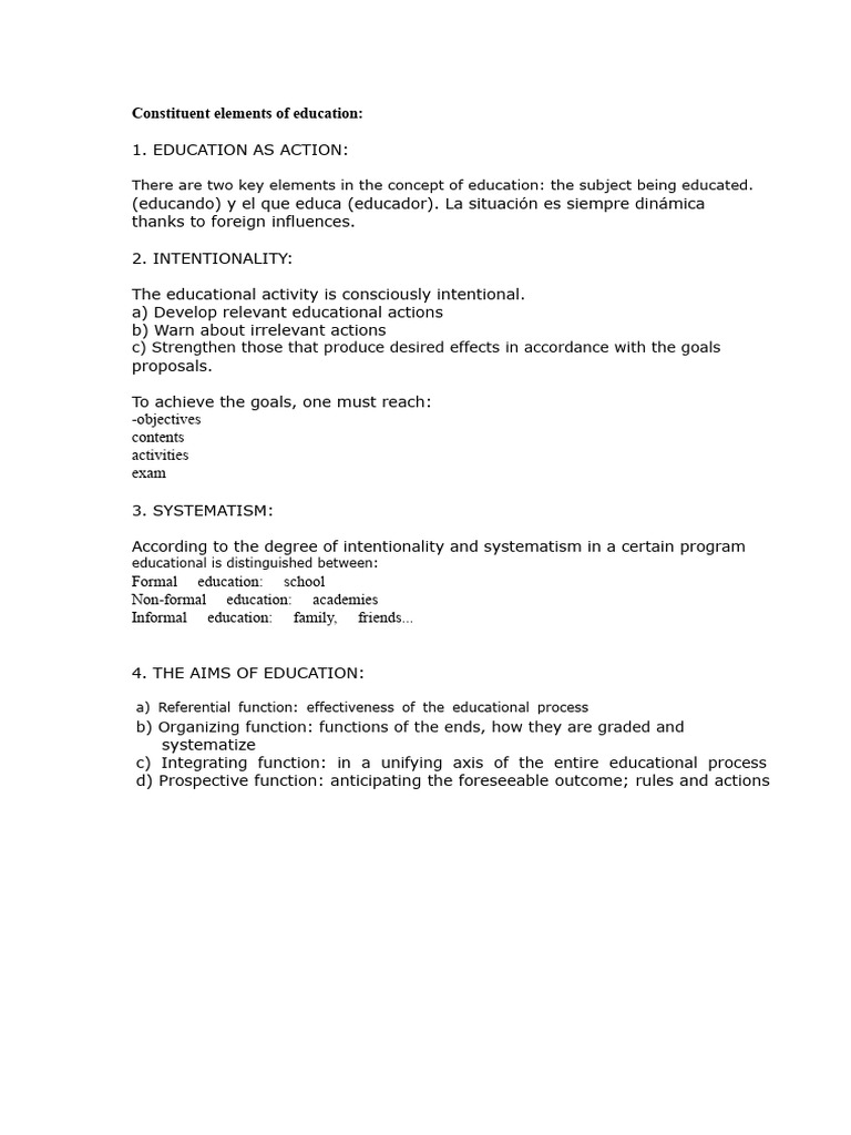 Key Elements of Education Explained | PDF