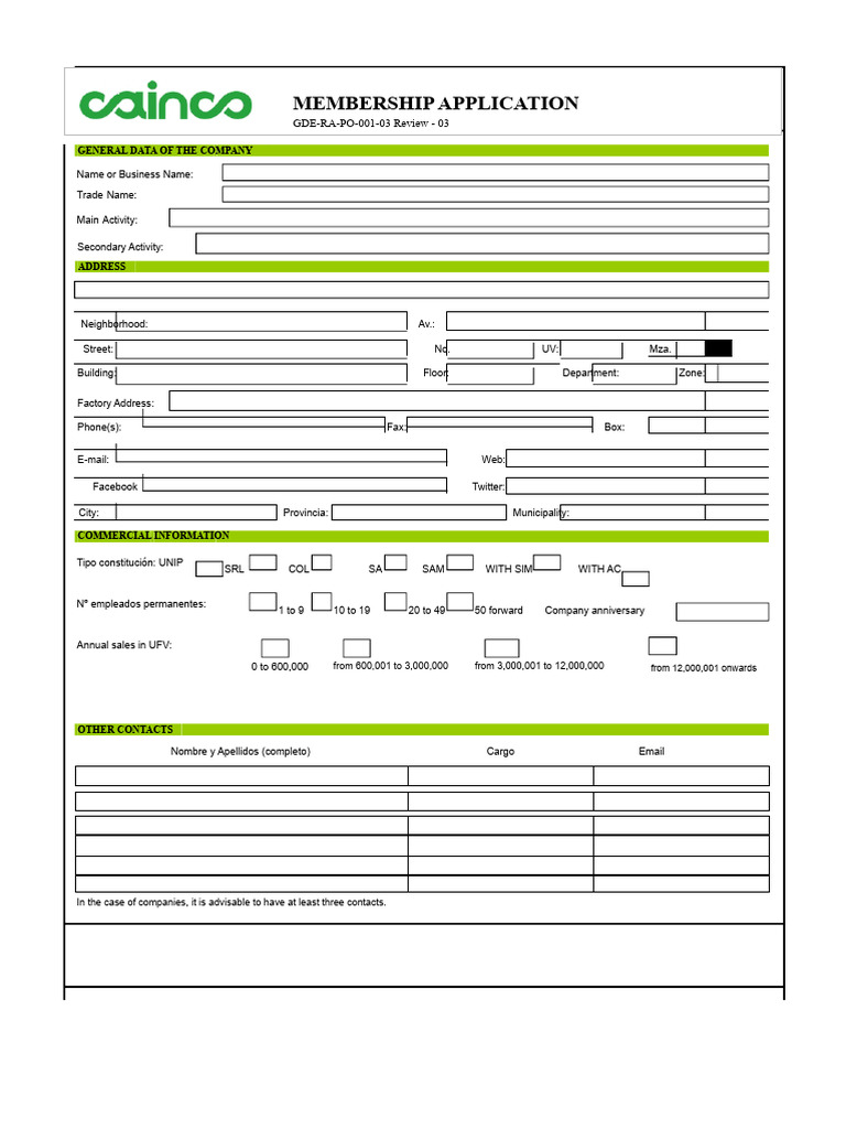 Affiliation Form-Cainco | PDF | Limited Liability Company | Identity ...