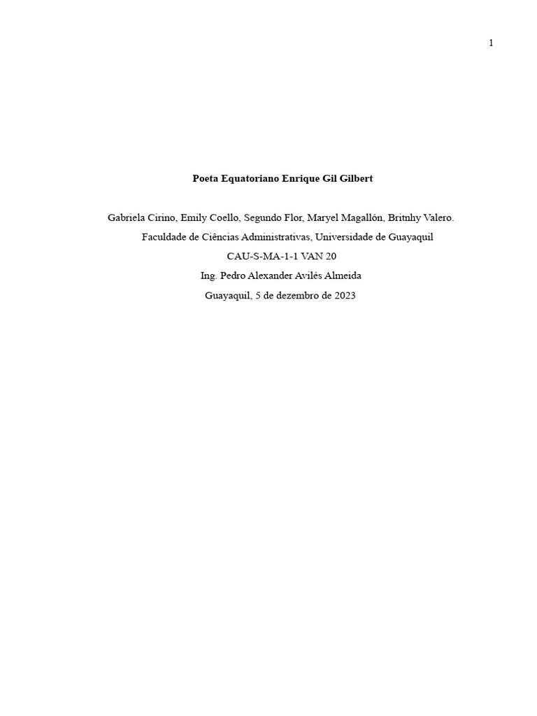 Biografia e Análise de Enrique Gil Gilbert | PDF | Equador | Amor
