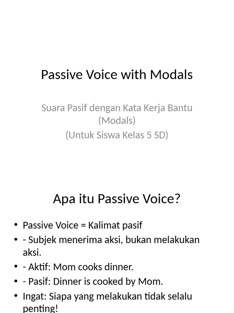 Passive Voice Modals Kelas5SD | PDF