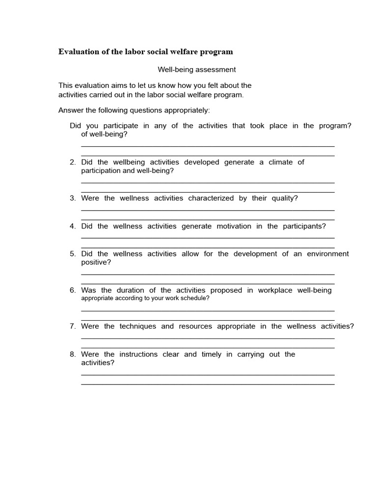 Example 01 - Evaluation of The Labor Social Welfare Program | PDF