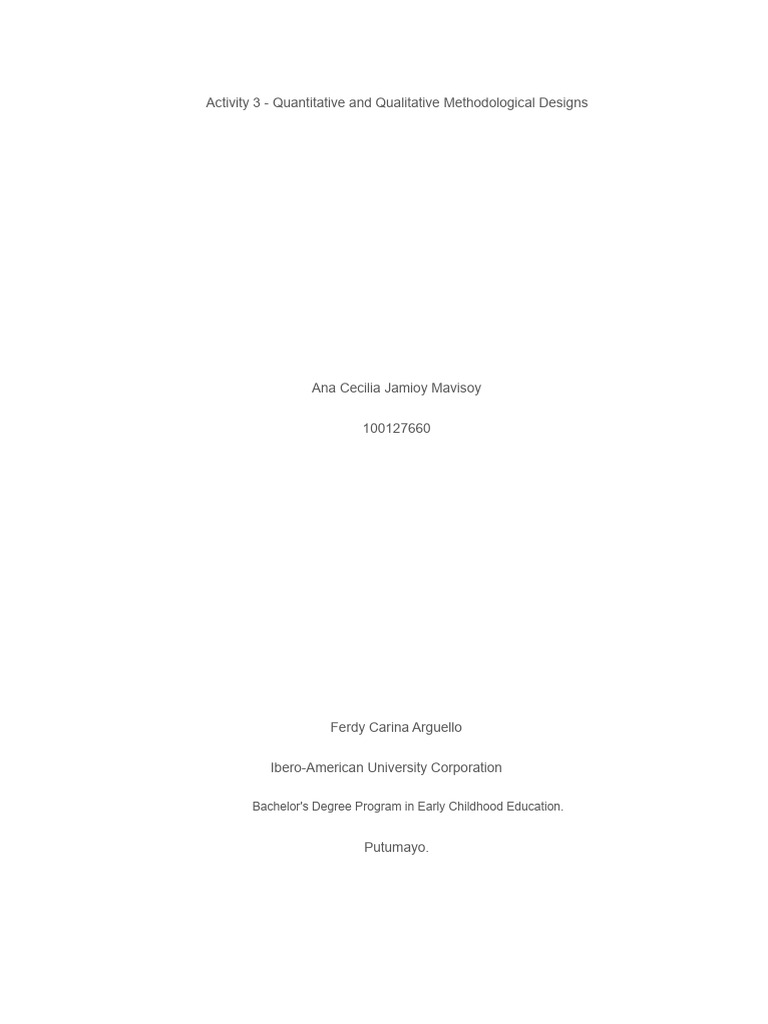 Activity 3 - Quantitative and Qualitative Methodological Designs | PDF ...