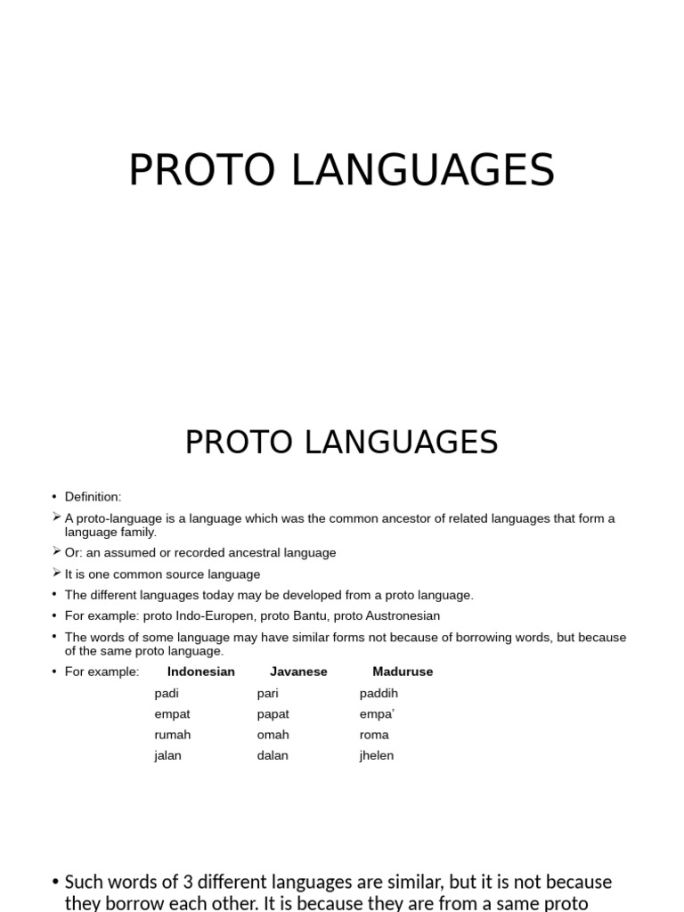 Understanding Proto-Languages and Examples | PDF
