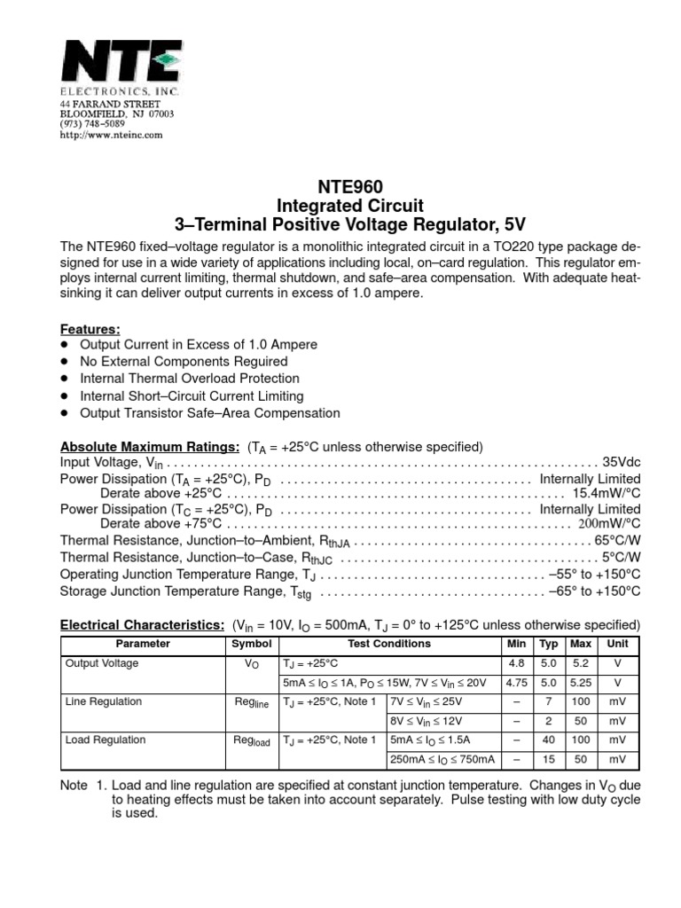 7805T Ecg-960 | PDF | Electronic Circuits | Computer Engineering