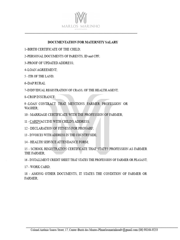 Maternity Salary Documentation Guide | PDF