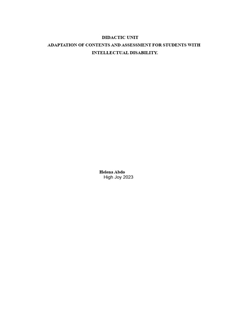 Lesson Plan For Students With Intellectual Disabilities Helena | PDF ...