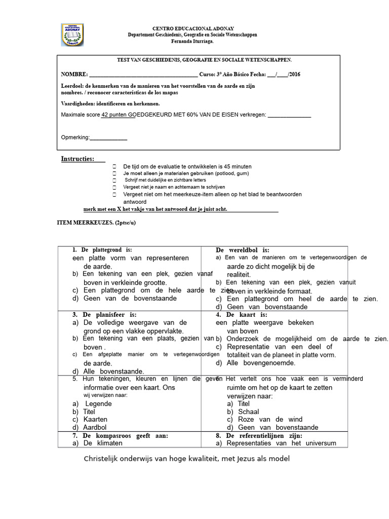 Toets 3e Basis Geschiedenis en Geografie | PDF
