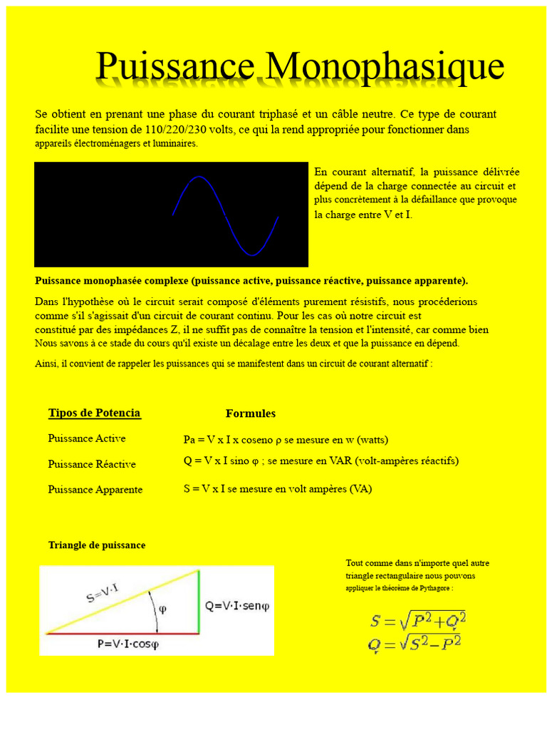 Comprendre la Puissance Monophasique | PDF