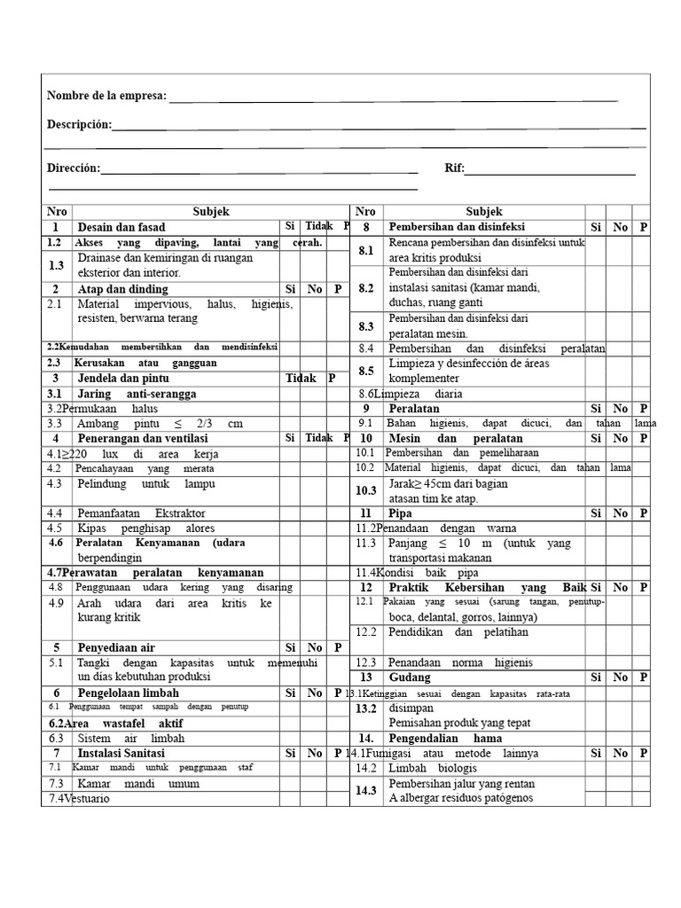 Rencana Pembersihan dan Disinfeksi Produksi | PDF